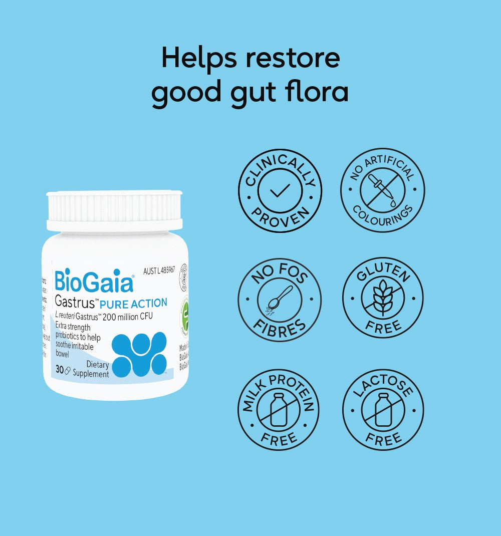 Gastrus Pure Action | Probiotics for Stomach & Gut Health – BioGaia ...